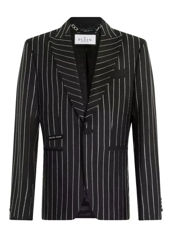 Philipp Plein Jacquard Striped Blazer - Black