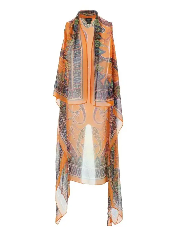 Etro Paisley Print Poncho - Orange