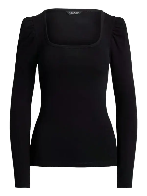 Ralph Lauren Square-neck Puff-sleeve Top - Black