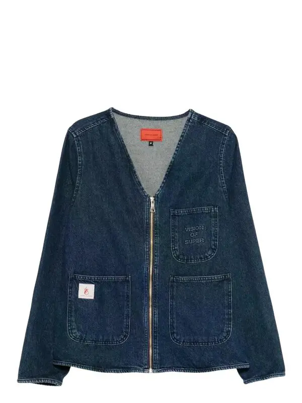 VISION OF SUPER Zipped Jacket With Patch Pockets - Blue