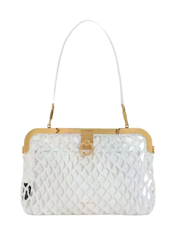 Dolce & Gabbana Amanda Handbag In Mesh And Palmellato Calfskin - White