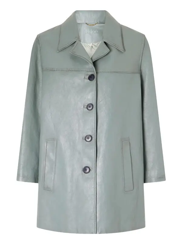 Chloé Paneled Leather Jacket - Blue