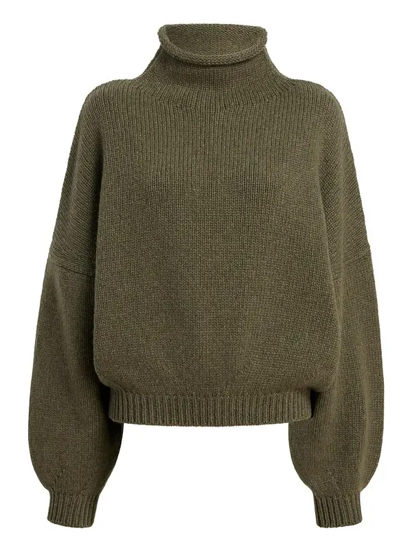 Khaite Juniper Turtleneck Cashmere Sweater - Olive