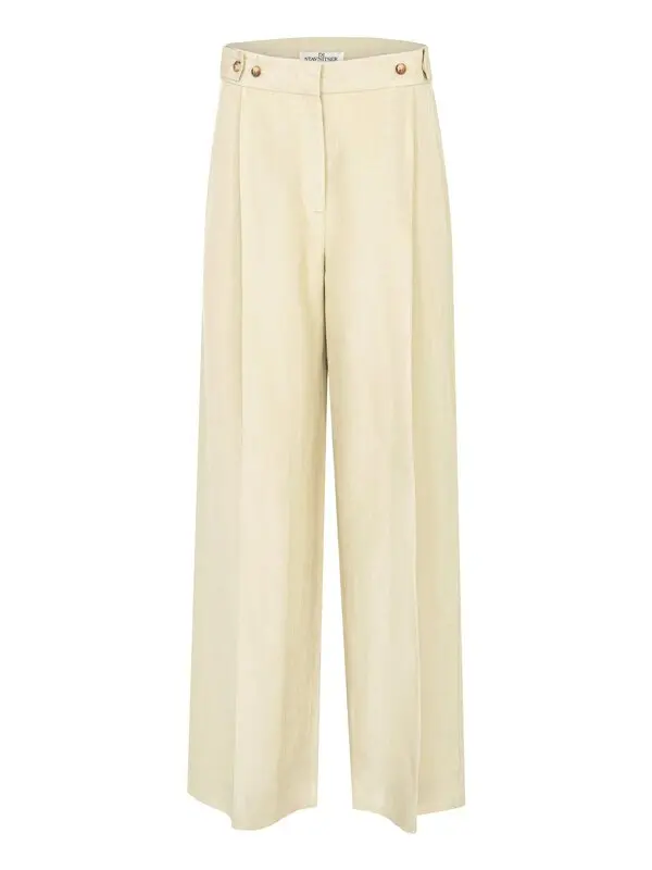 DI STAVNITSER Dahlia Mid-rise Linen-silk Wide-leg Pants - Neutral