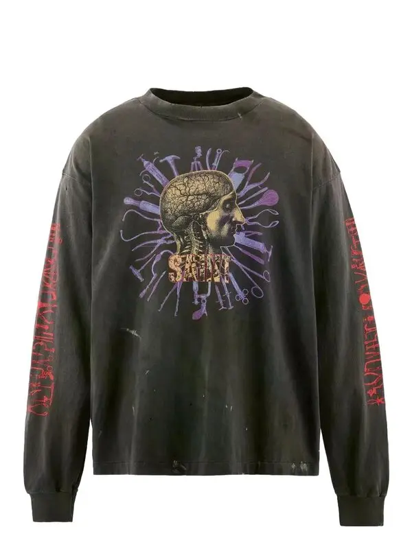 SAINT MXXXXXX Long-sleeve Printed T-shirt - Grey