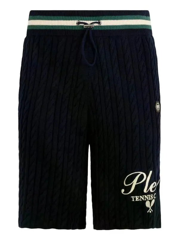 Philipp Plein Knitted Drawstring Bermuda Shorts - Blue