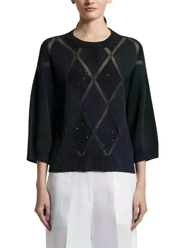 Peserico Diamond Knit Jumper - Blue