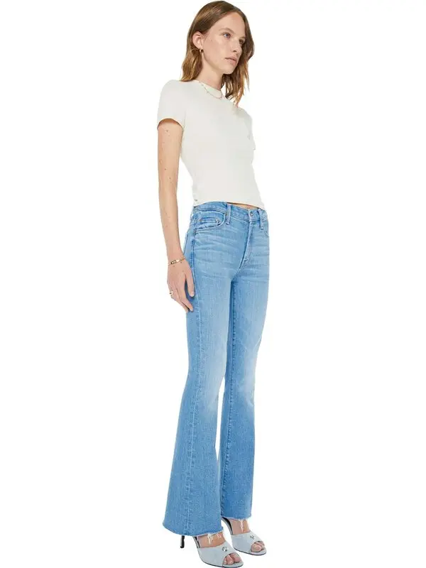 MOTHER The Weekender Fray Flare Jeans - Light Blue