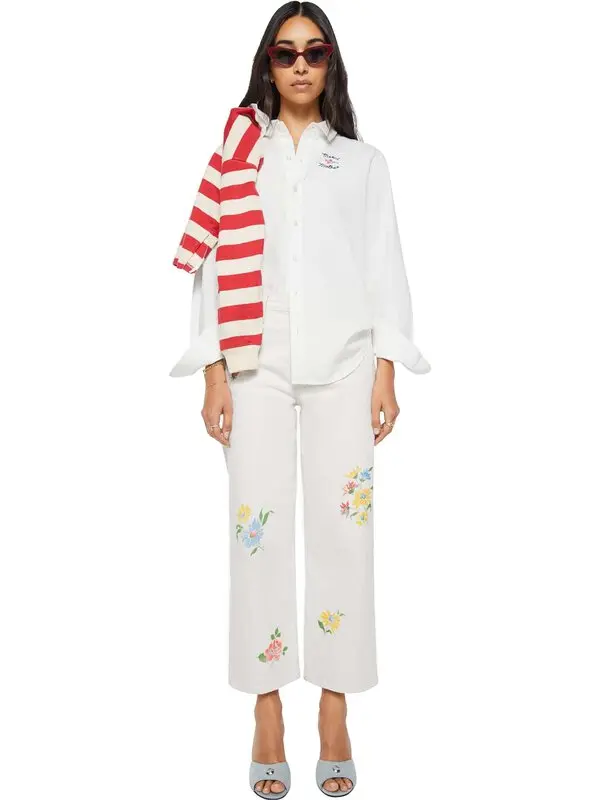 MOTHER Merci X The Dodger Ankle Act Natural Jeans - White