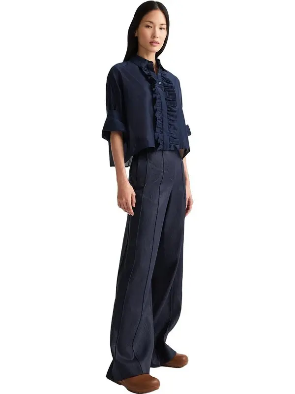 TWP Bond St Chintzed Linen Pant - Night Sky