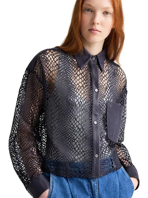 TWP Laser Cut Snake Leather Shirt - Night Sky