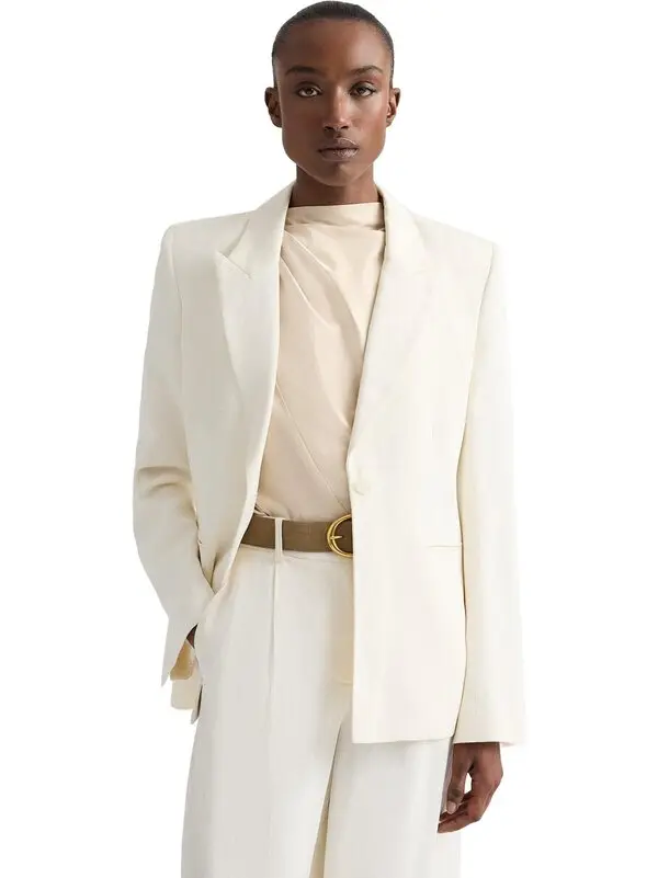 TWP Coated Viscose Linen Her Fit Blazer - Bone