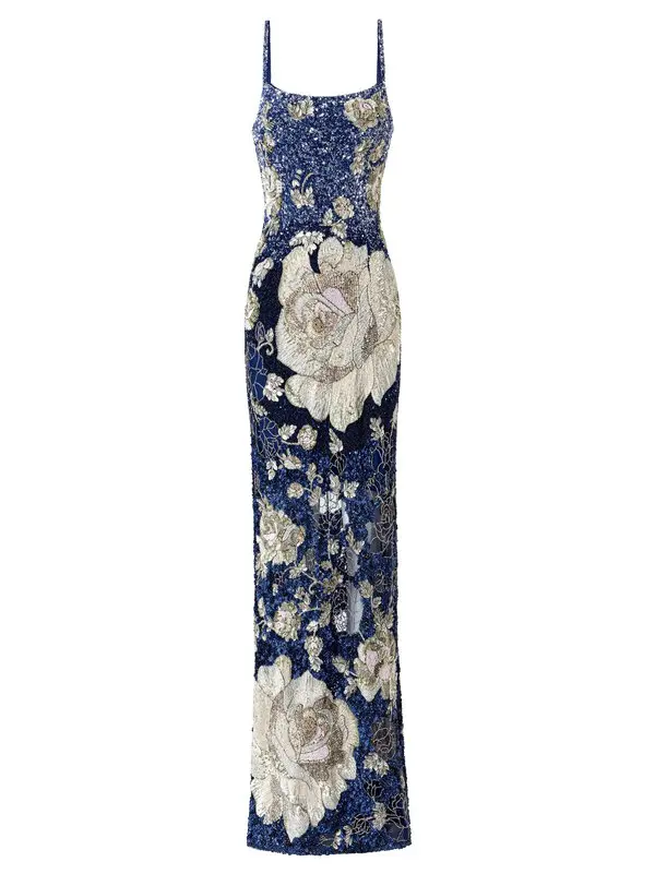 LA FUORI Velours De Minuit Maxi Dress - Navy