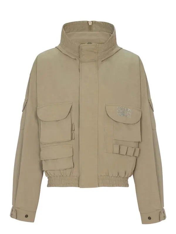 Balmain Stamp Cotton Cargo Jacket - Green