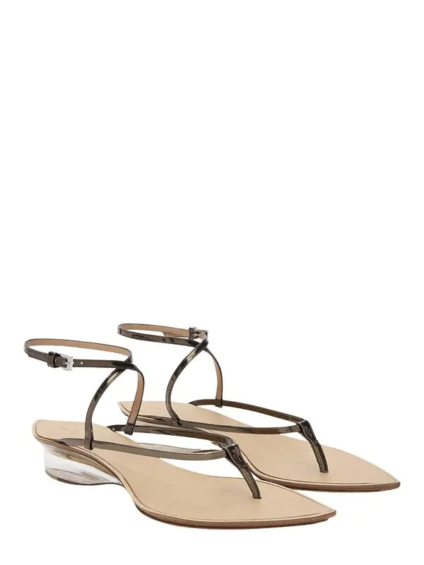 Alaïa Glossy Patent Leather Criss-cross Wedge Sandals - Metallic