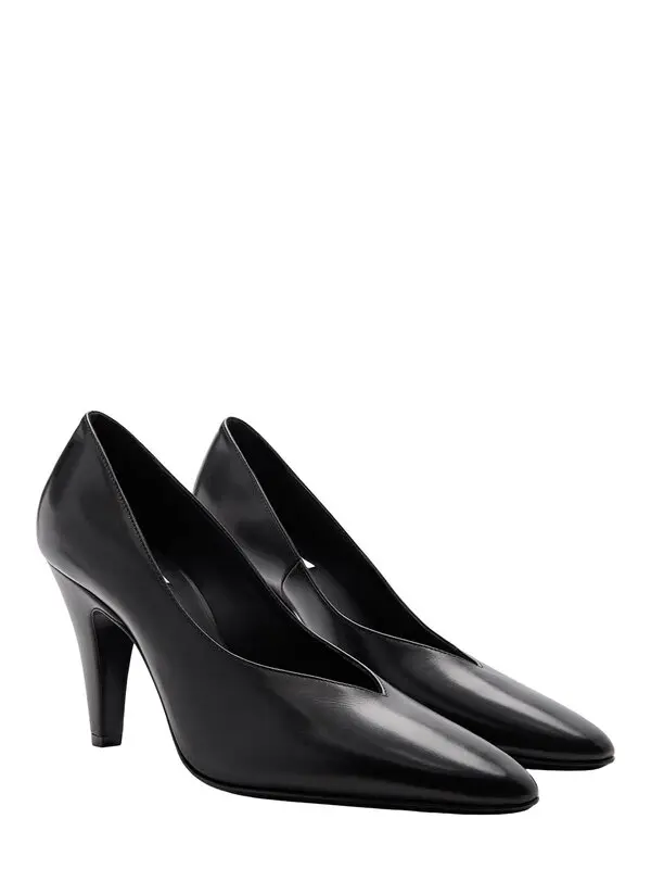 Alaïa Cone Heel Laminated Leather Pumps - Black