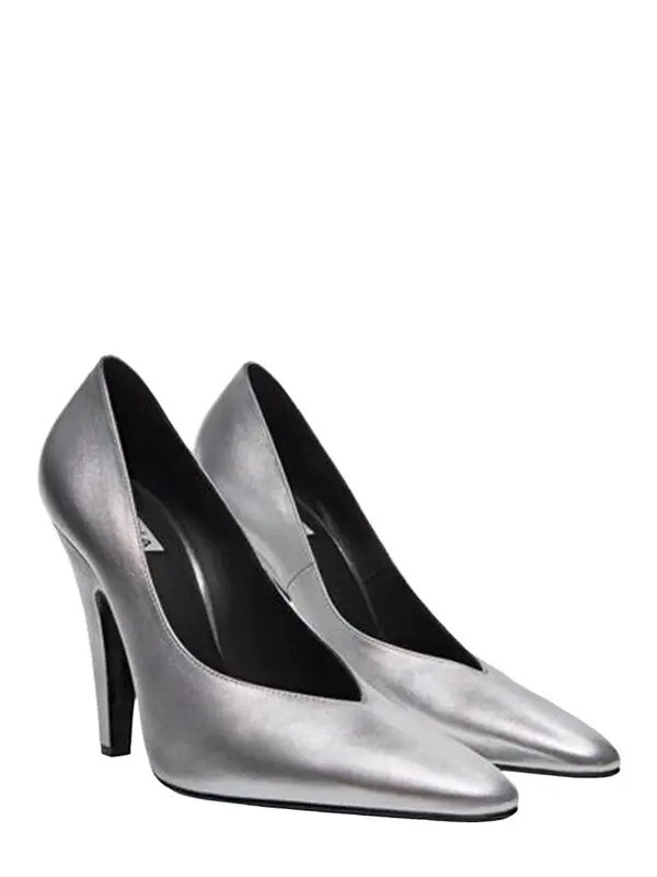 Alaïa Cone Heel Laminated Leather Pumps - Silver