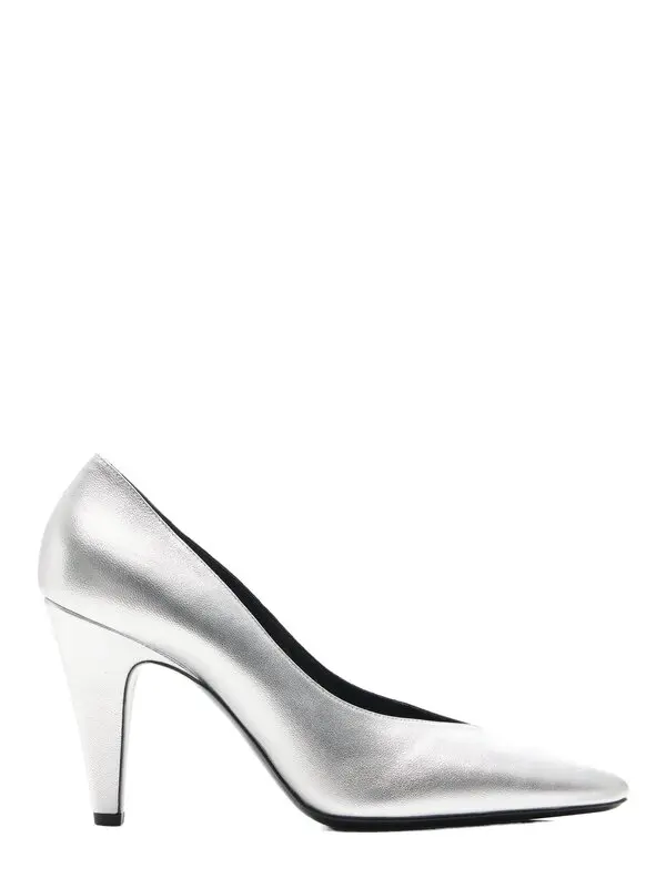 Alaïa Cone Heel Laminated Leather Pumps - Silver