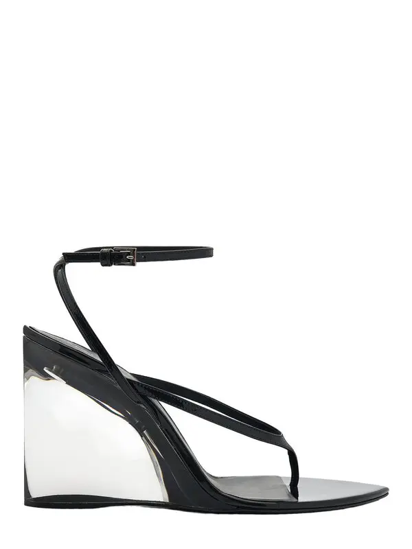 Alaïa Invisible Wedge Thong Sandals - Black