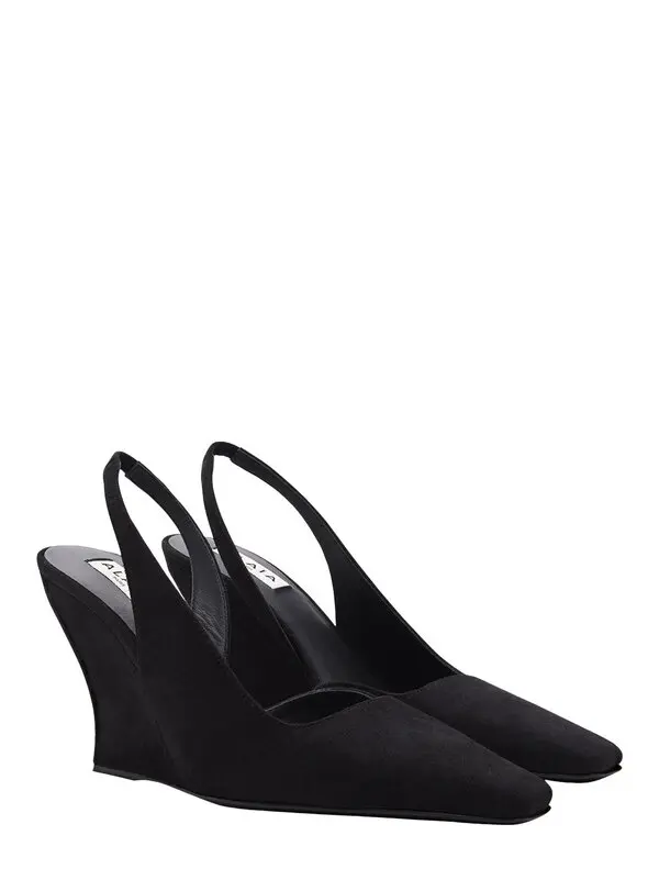 Alaïa Wave Suede Slingback Pumps - Black