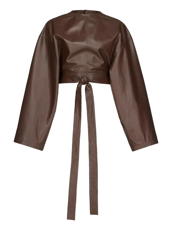 Alaïa Belted Lambskin Top - Brown