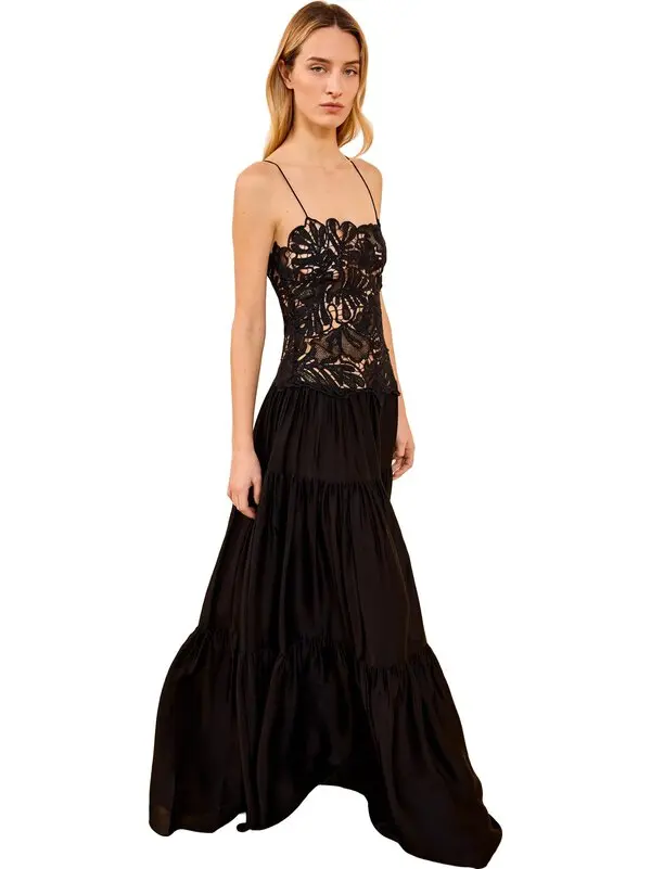 Ulla Johnson Celestia Corded Lace Gown - Noir