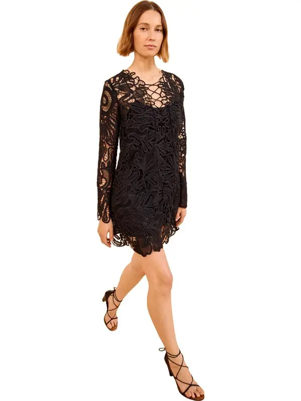 Ulla Johnson Dita Corded Lace Mini Dress - Noir