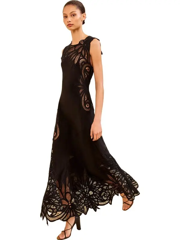 Ulla Johnson Idra Lace Applique Maxi Dress - Noir