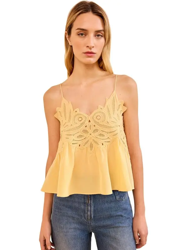 Ulla Johnson Rosie Lace Applique Tank Top - Dandelion