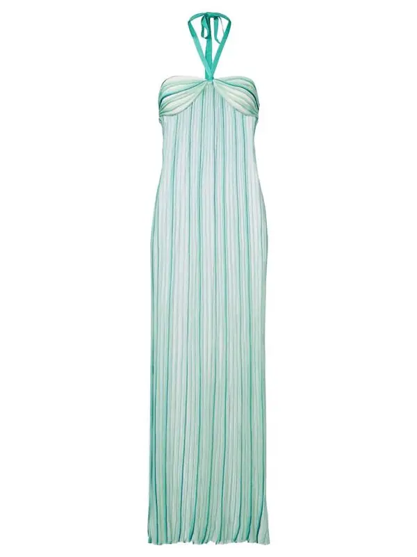 Missoni Striped Halterneck Maxi Dress - Blue