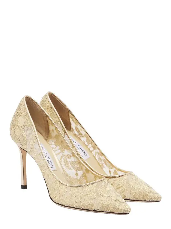 JIMMY CHOO Romy Lace Pumps - Gold