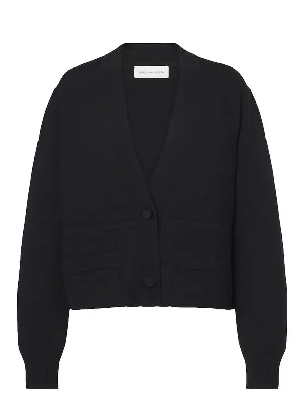 Dries Van Noten Merino Wool Cardigan - Black