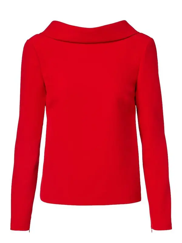 Roland Mouret Crêpe Peplum Top With Zipped Cuffs - Red
