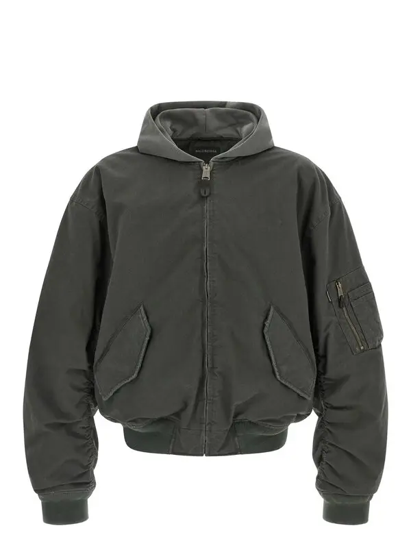 Balenciaga Cotton And Nylon Blend Bomber Jacket - Green