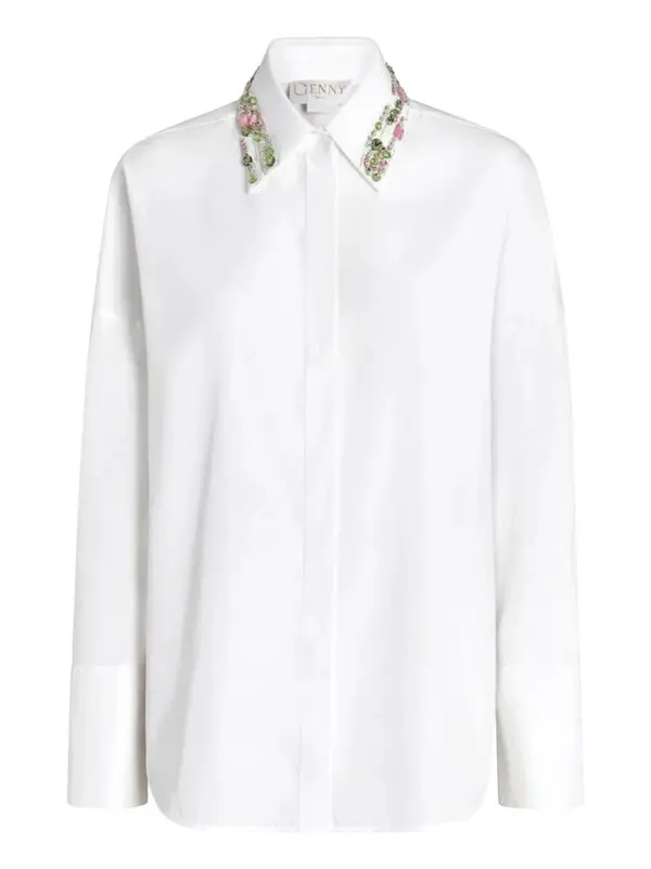 GENNY Shirt With Embellished Collar - White