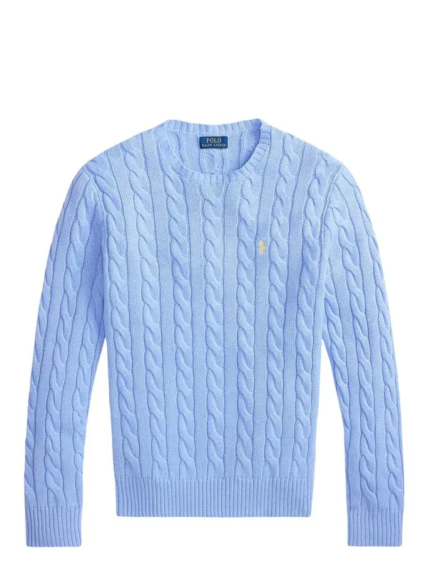 Polo Ralph Lauren Cable Knit Crewneck Sweater With Logo - Blue
