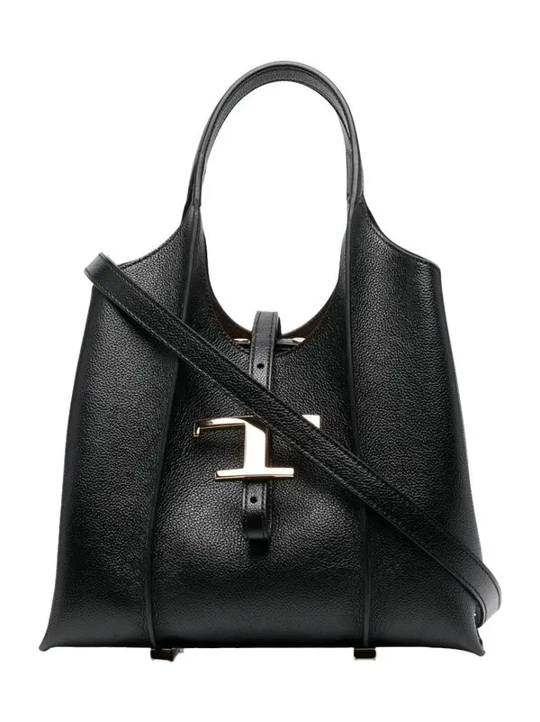 TOD'S Mini Leather Shopping Bag - Black