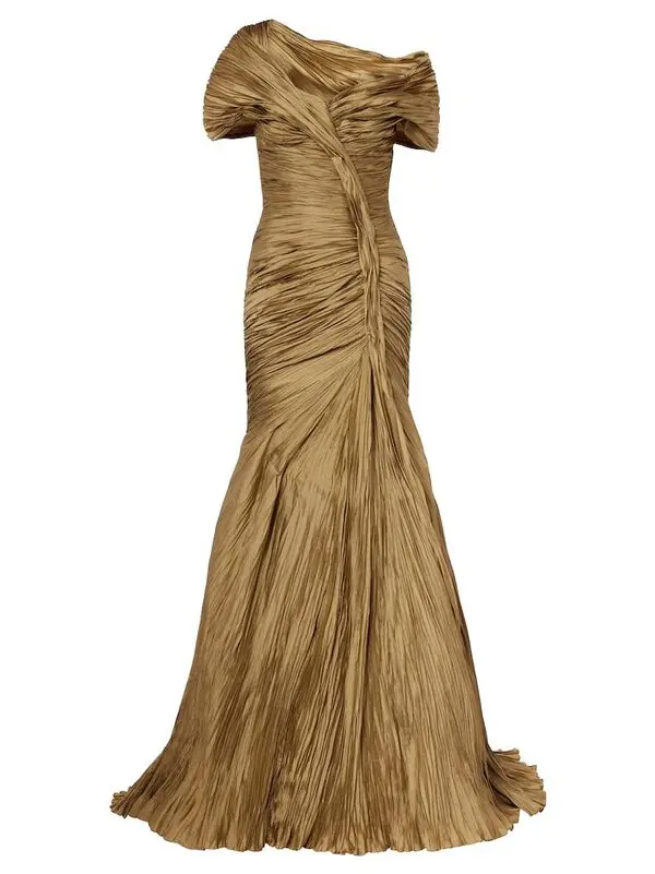 MARMAR HALIM Off-shoulder Bustier Gown - Gold