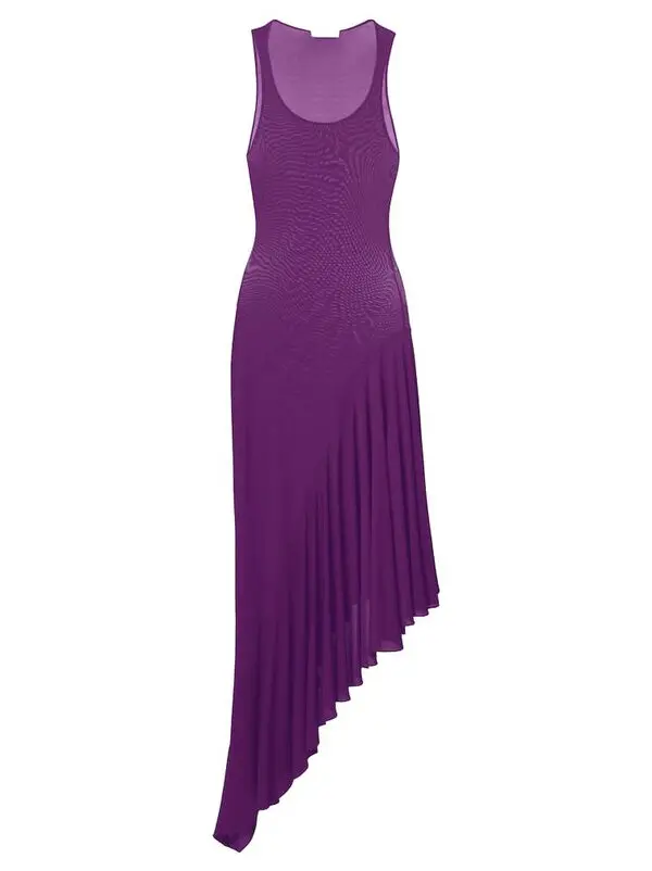 Alaïa Asymmetric Jersey Midi Dress - Purple