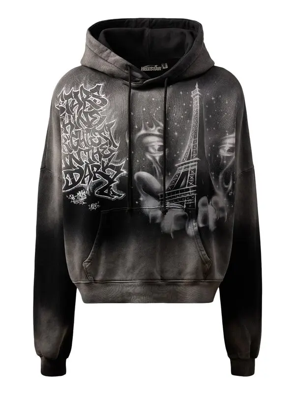 HELLSTAR Eiffel Tower Graphic Hoodie - Black