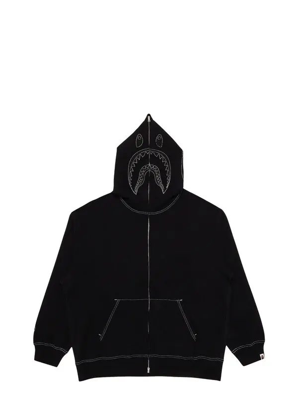 A BATHING APE Relaxed Fit Full-zip Shark Hoodie - Black