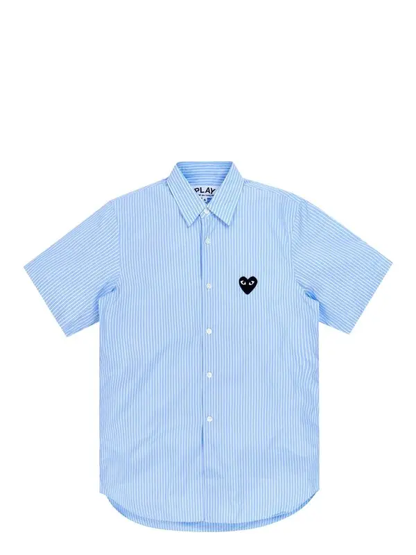 Play Comme Des Garcon Striped Short-sleeve Shirt - Blue