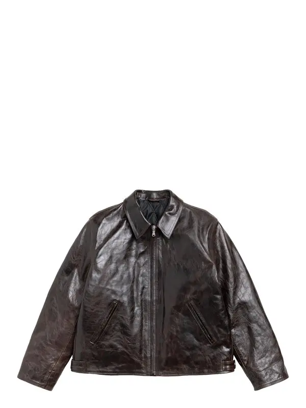 StÜssy Garage Leather Jacket - Brown