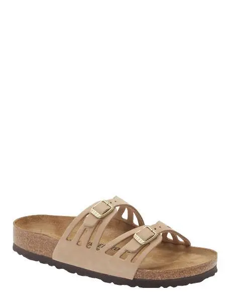 BIRKENSTOCK Granada Leather Buckle Strap Sandals - Sandcastle Nubuck