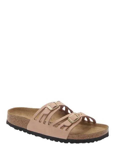 BIRKENSTOCK Granada Leather Buckle Strap Sandals - Soft Pink Nubuck