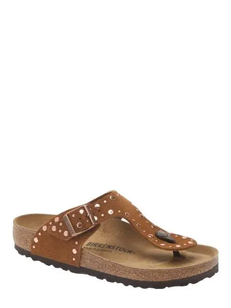 BIRKENSTOCK Gizeh Rivets Sandal - Mink Suede