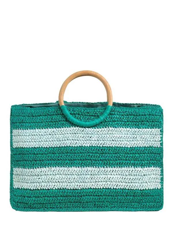 ZSA ZSA ZSU Delhi Raffia Tote Bag 17x11 - Blue-green