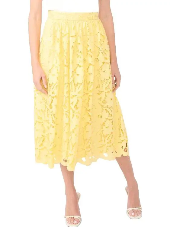Ted Baker London Floral Lace Cotton Skirt - Creamed Corn