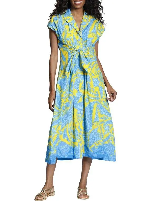 APNY Paisley Print Tie-front A-line Dress - Yellow Multi