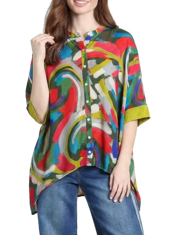 APNY Abstract Print Tunic - Dark Greenmulti